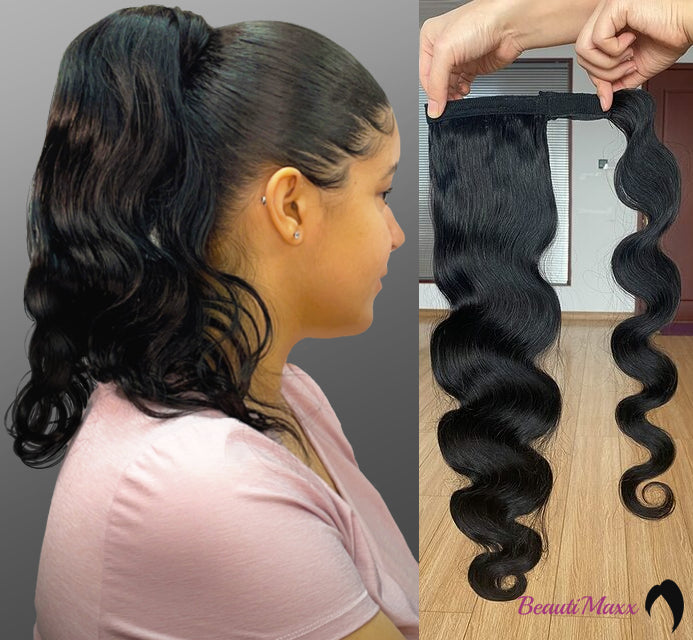 Wrap Around Human Hair Body Wave Ponytail | BEAUTIMAXX-PLUS